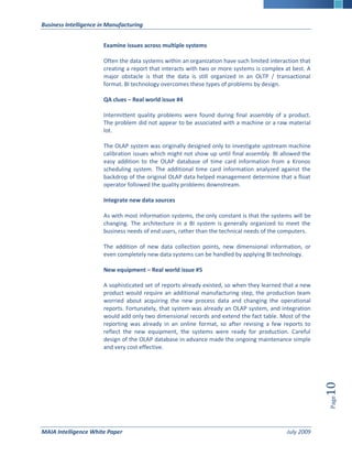 Business Intelligence (BI) For Manufacturing - A White Paper | PDF