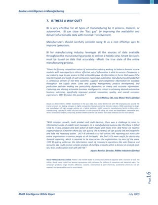 Business Intelligence (BI) For Manufacturing - A White Paper | PDF