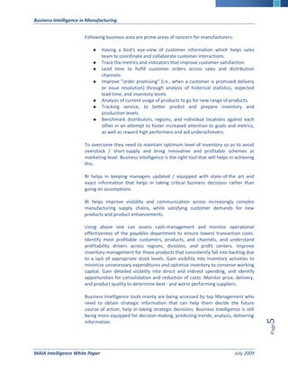 Business Intelligence (BI) For Manufacturing - A White Paper | PDF