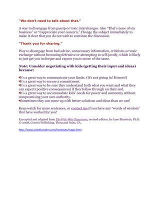 Magic Sentences | DOCX | Parenting Children Aged 4-11 | Parenting