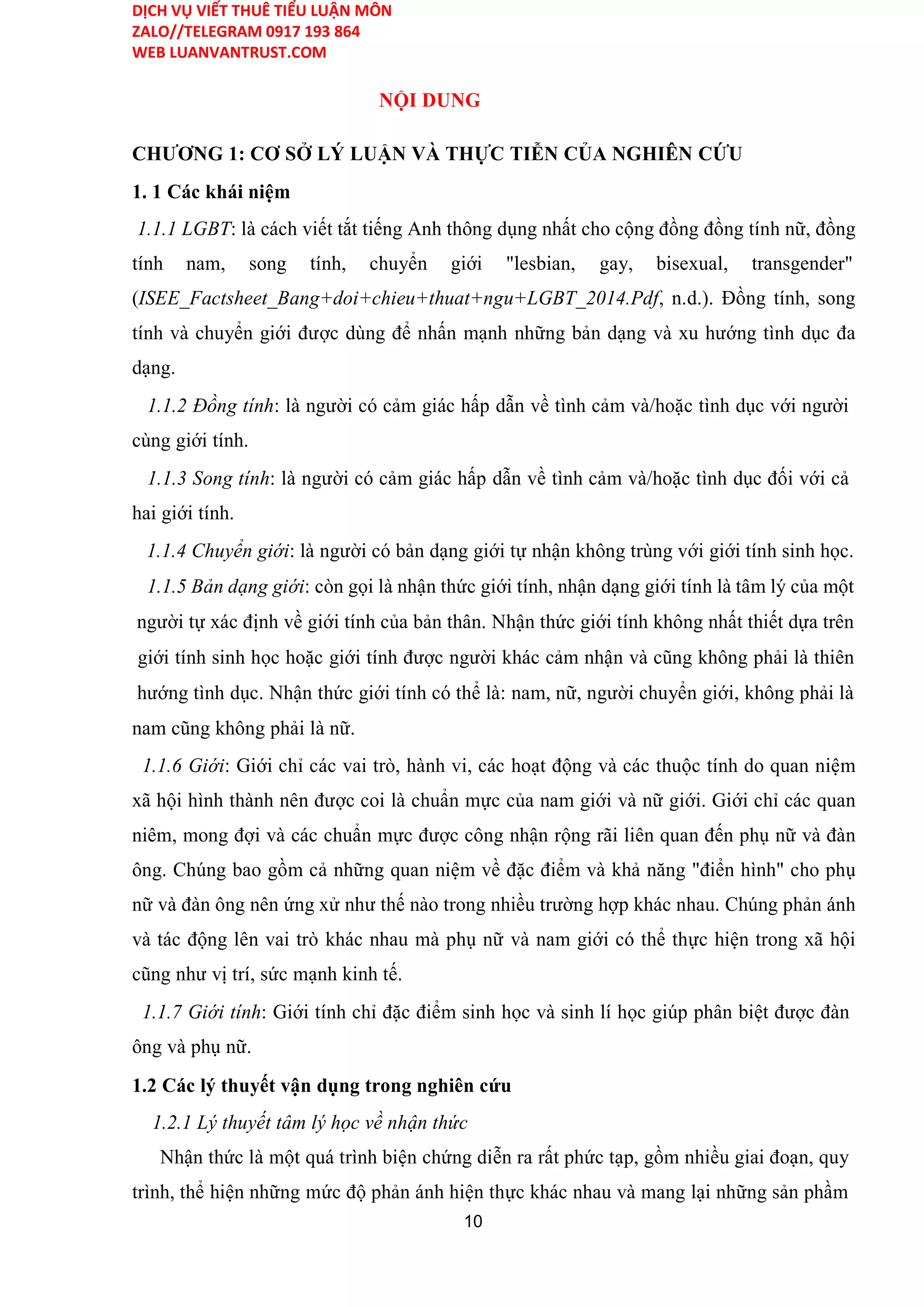 Tiểu luận Thái độ của sinh viên về cộng đồng LGBT, HAY | DOCX