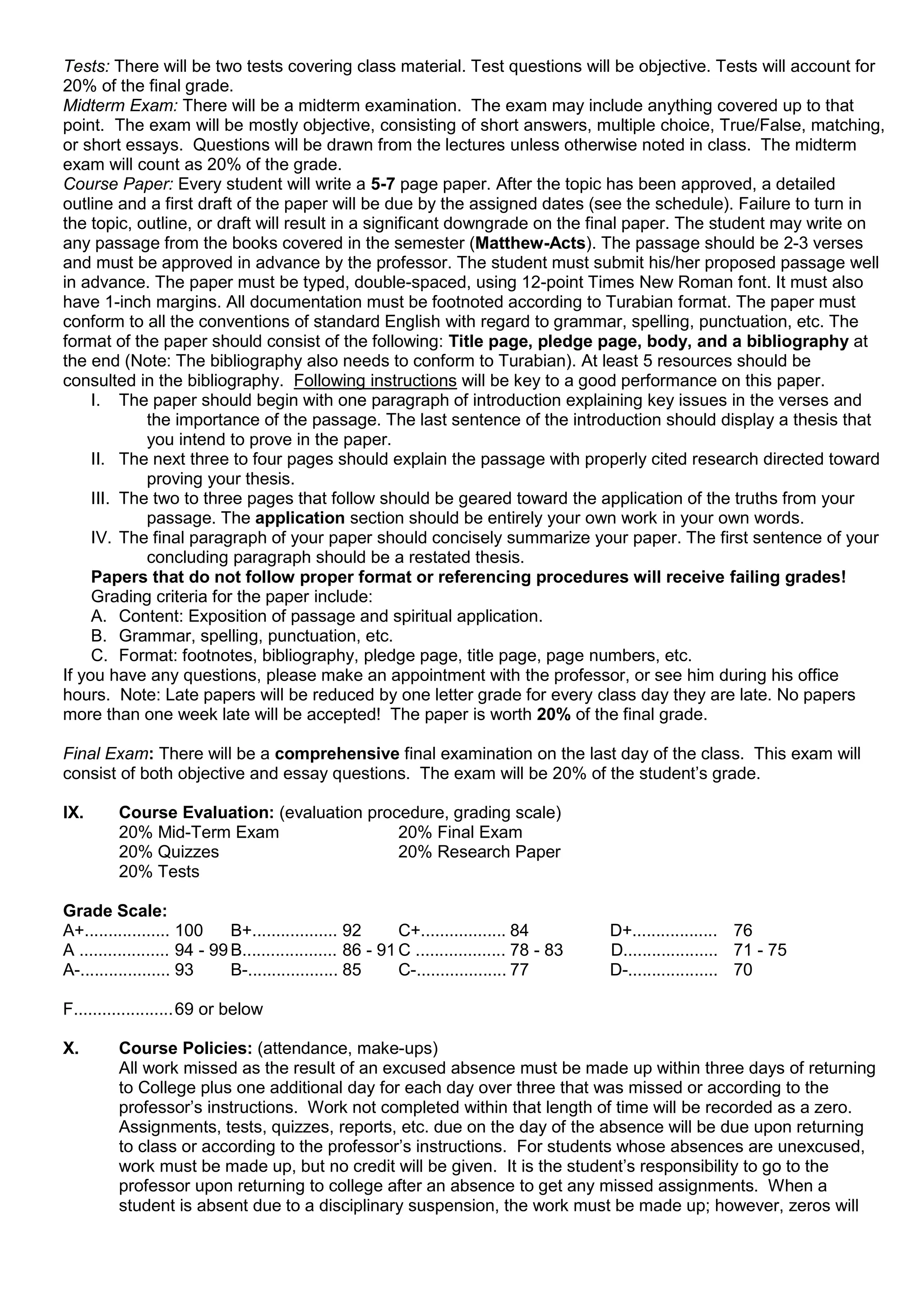 BI 101 New Testament Survey I; Course Syllabus Fall 2024; Dr. Potana ...