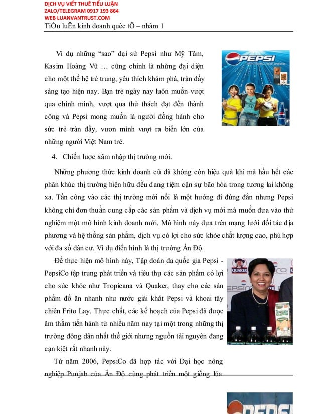 BÀI MẪU Tiểu luận về pepsico, HAY | DOCX