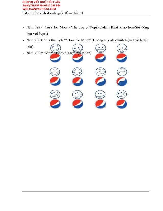 BÀI MẪU Tiểu luận về pepsico, HAY | DOCX