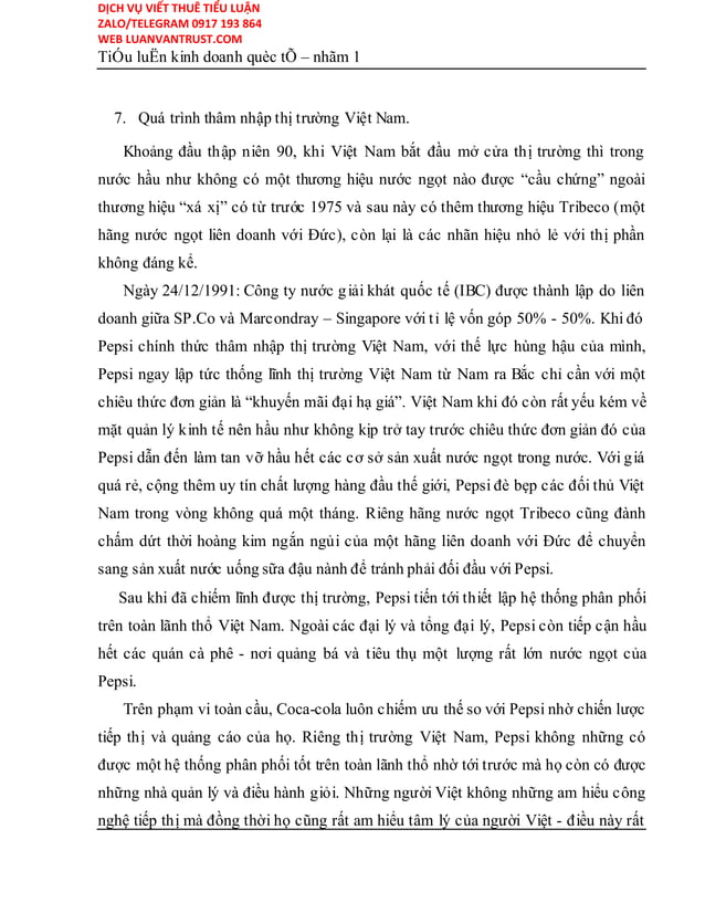 BÀI MẪU Tiểu luận về pepsico, HAY | DOCX