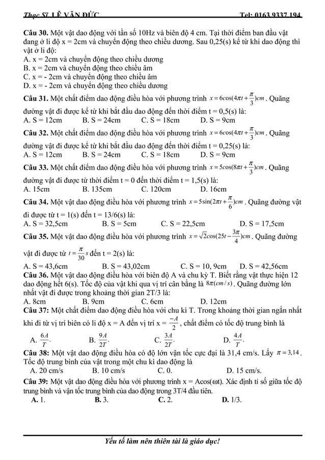 Bài 1 dai cương dao dong dieu hoa | DOC
