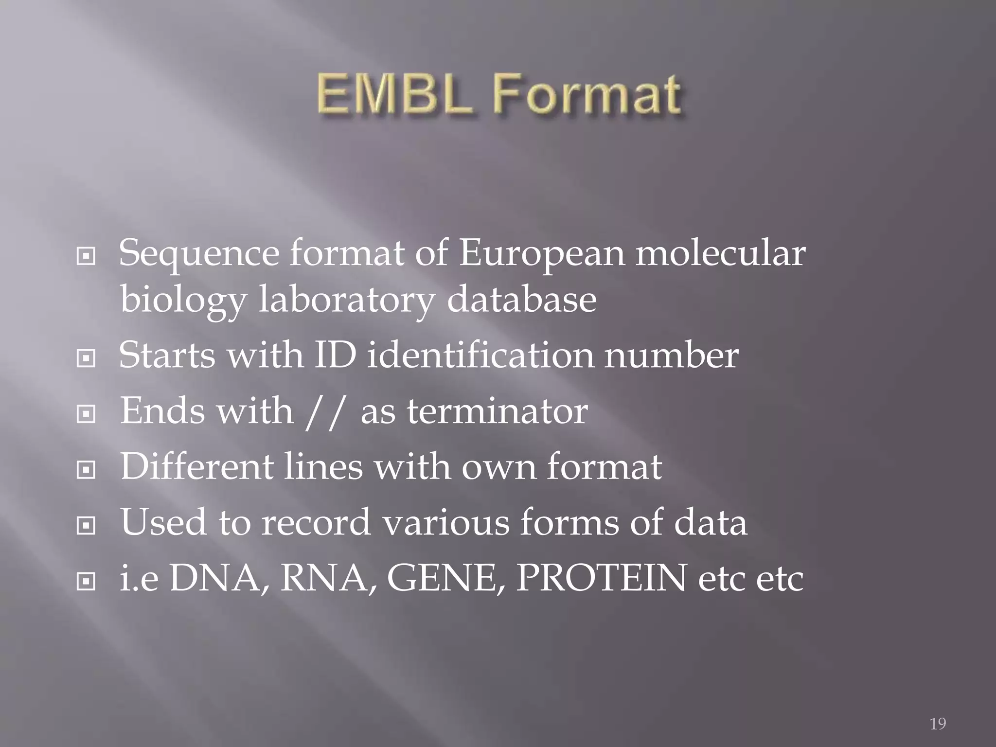 sequence of file formats in bioinformatics | PPTX