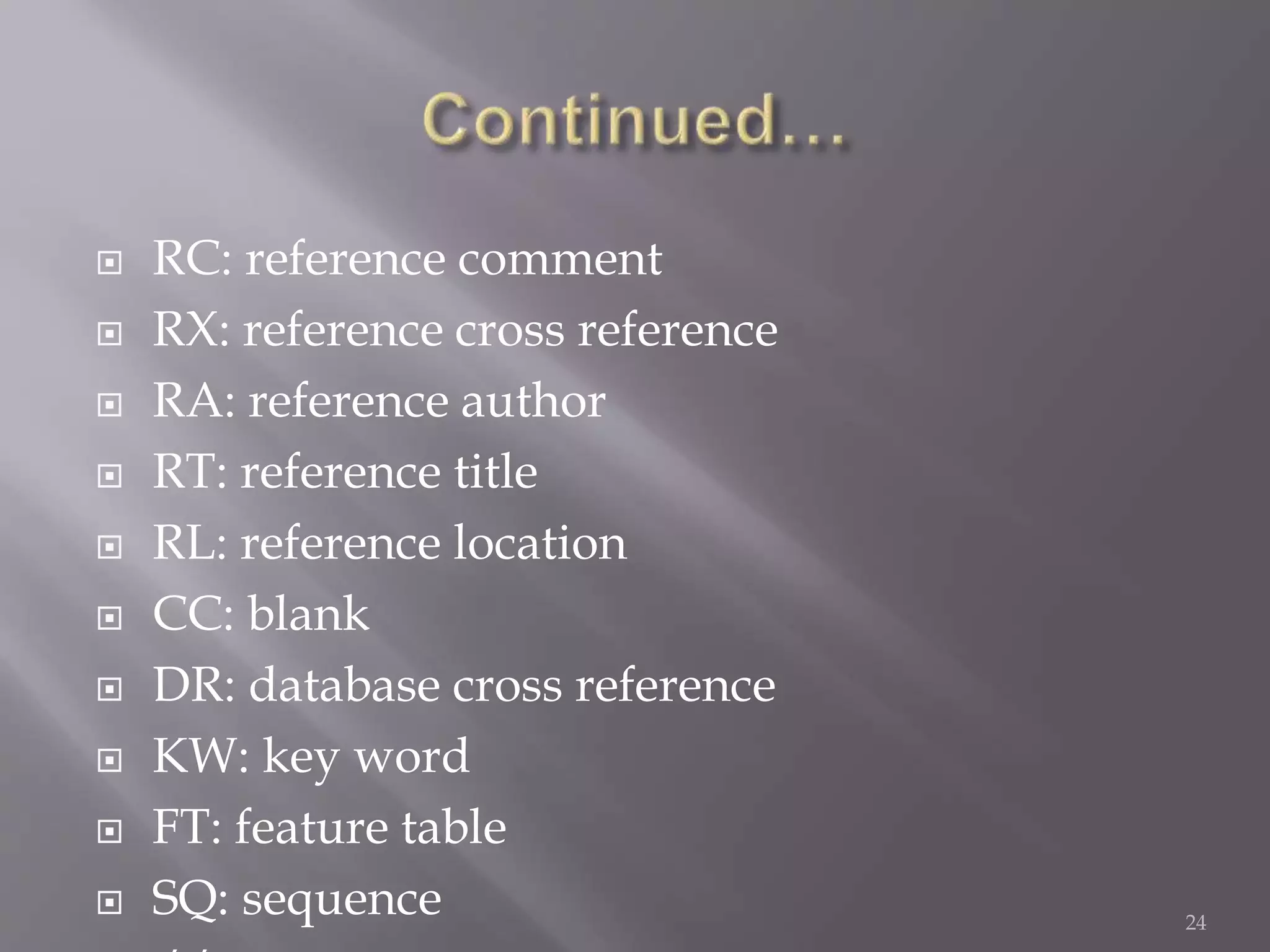 sequence of file formats in bioinformatics | PPTX