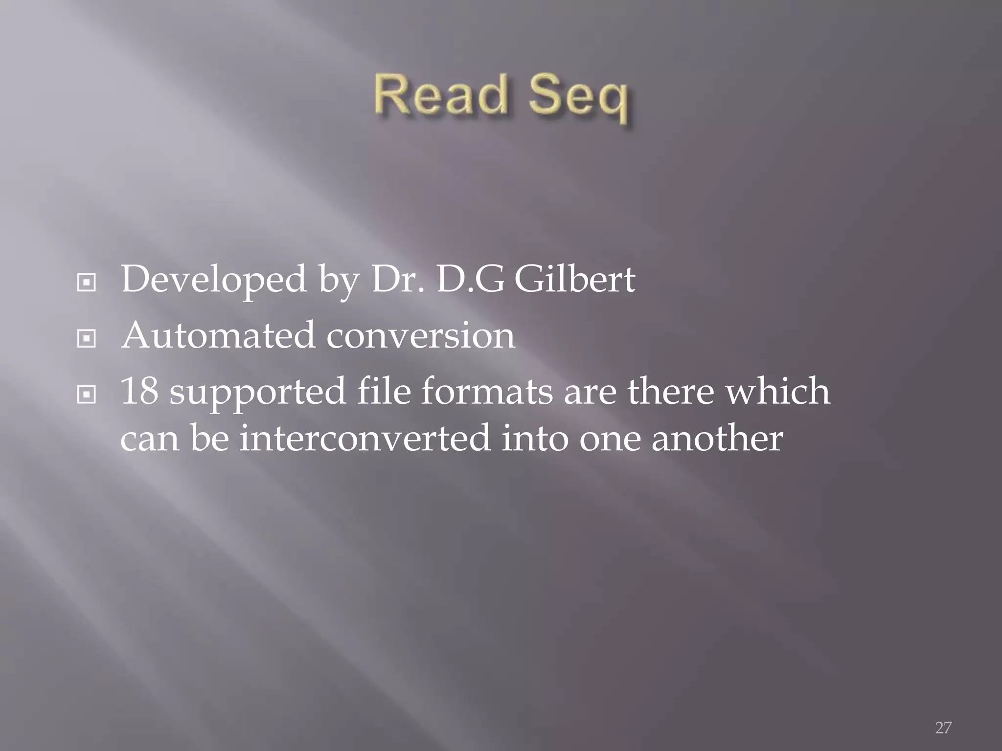 sequence of file formats in bioinformatics | PPTX