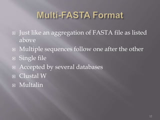 sequence of file formats in bioinformatics | PPTX