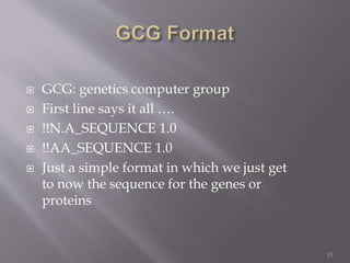 sequence of file formats in bioinformatics | PPTX