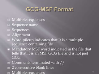 sequence of file formats in bioinformatics | PPTX