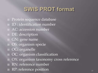 sequence of file formats in bioinformatics | PPTX