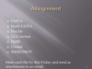 sequence of file formats in bioinformatics | PPTX
