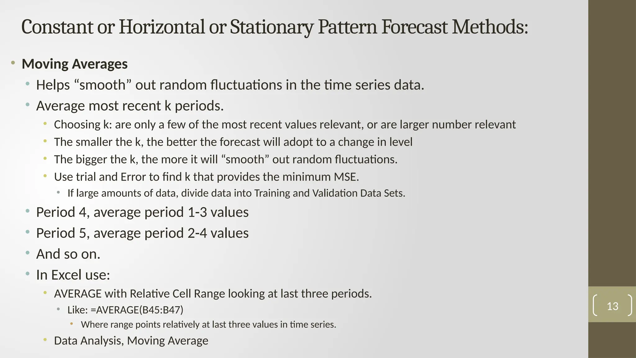 time series forcasting with Excel fully covered | PPTX