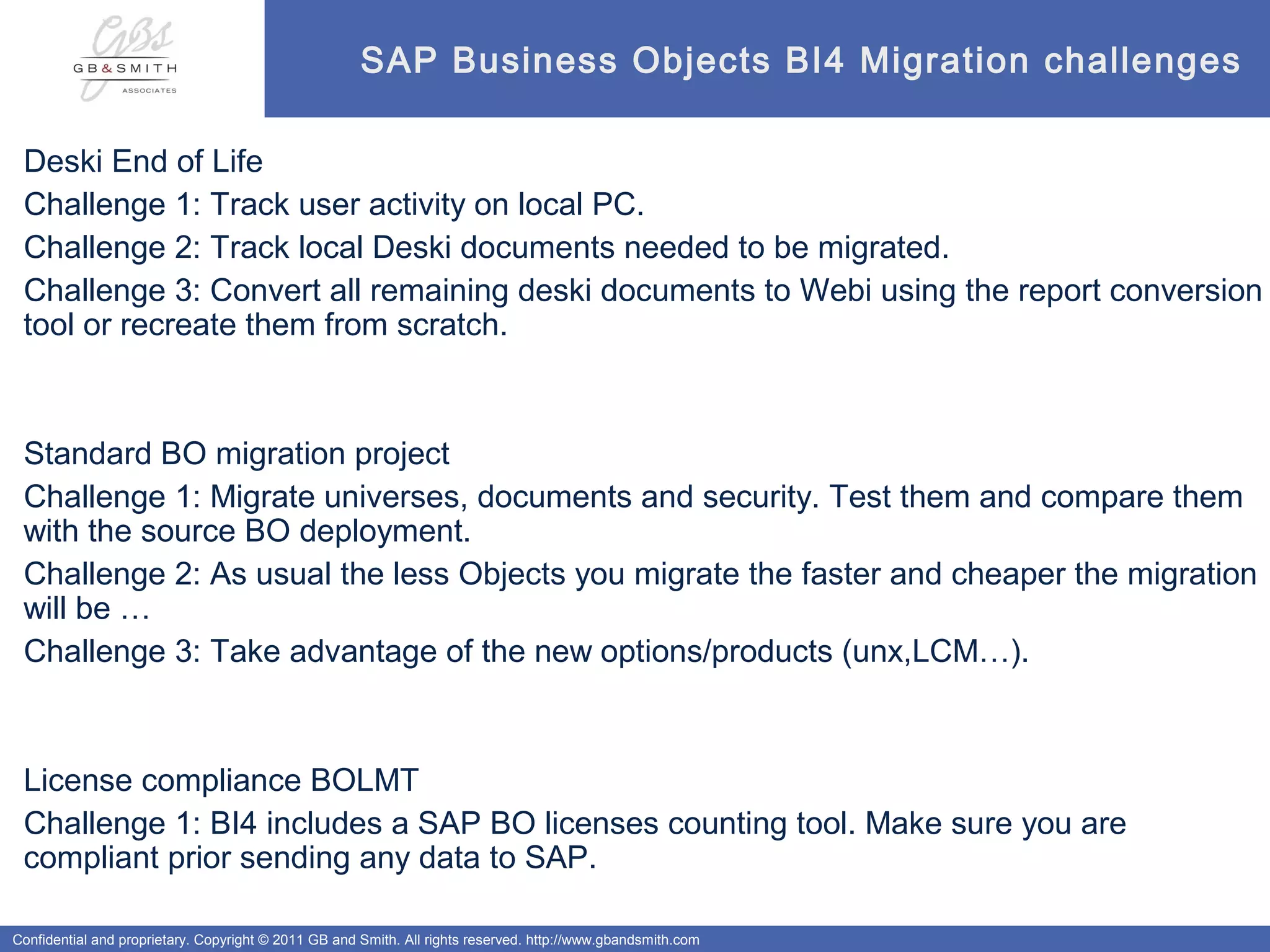 SAP BusinessObjects Bi4 migration pack | PPTX