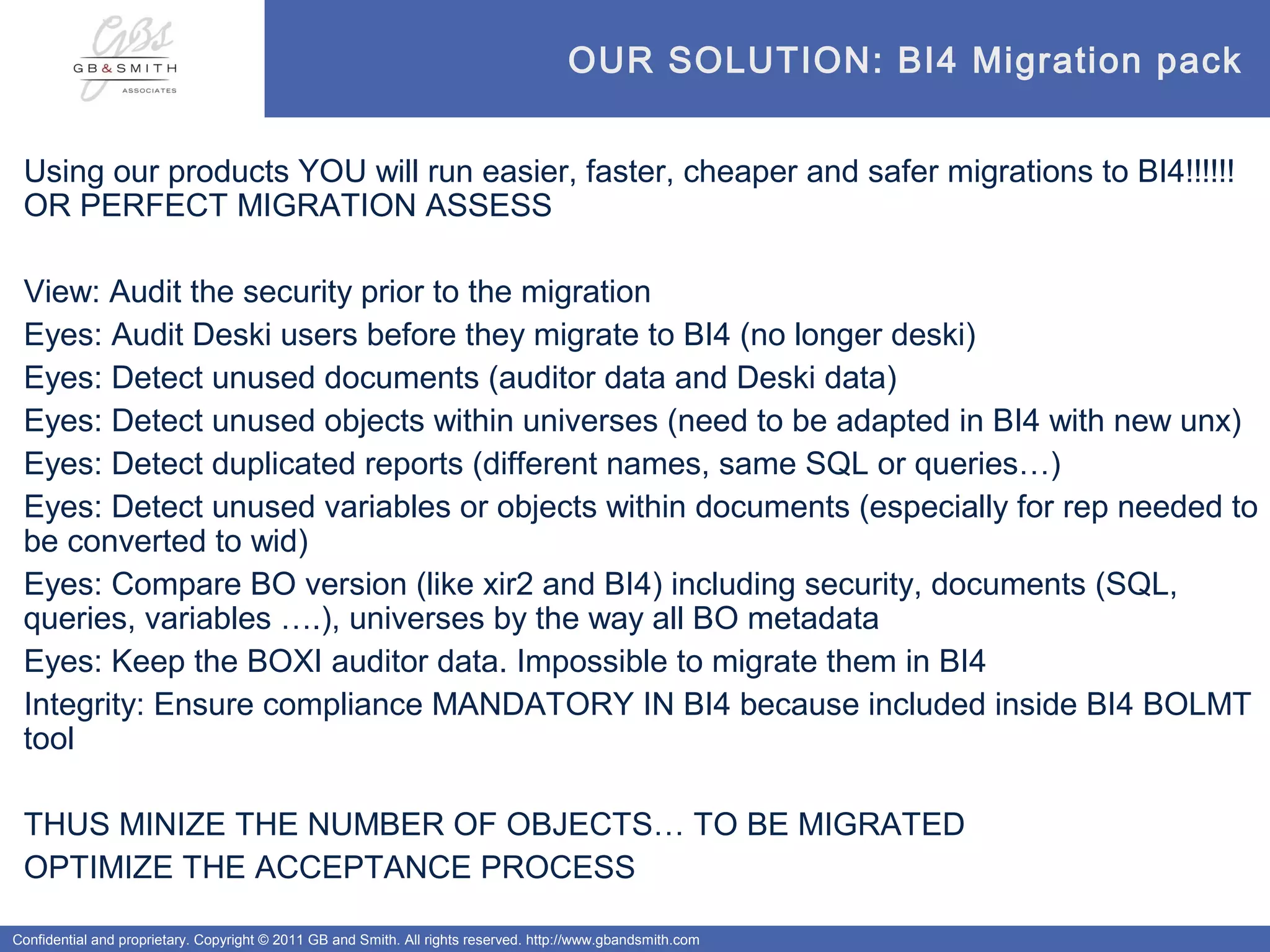 SAP BusinessObjects Bi4 migration pack | PPTX