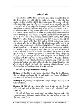 Bài mẫu tiểu luận về về giá trị Thặng Dư, HAY | PDF