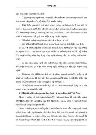 Bài mẫu Tiểu luận về Fintech, HAY | PDF