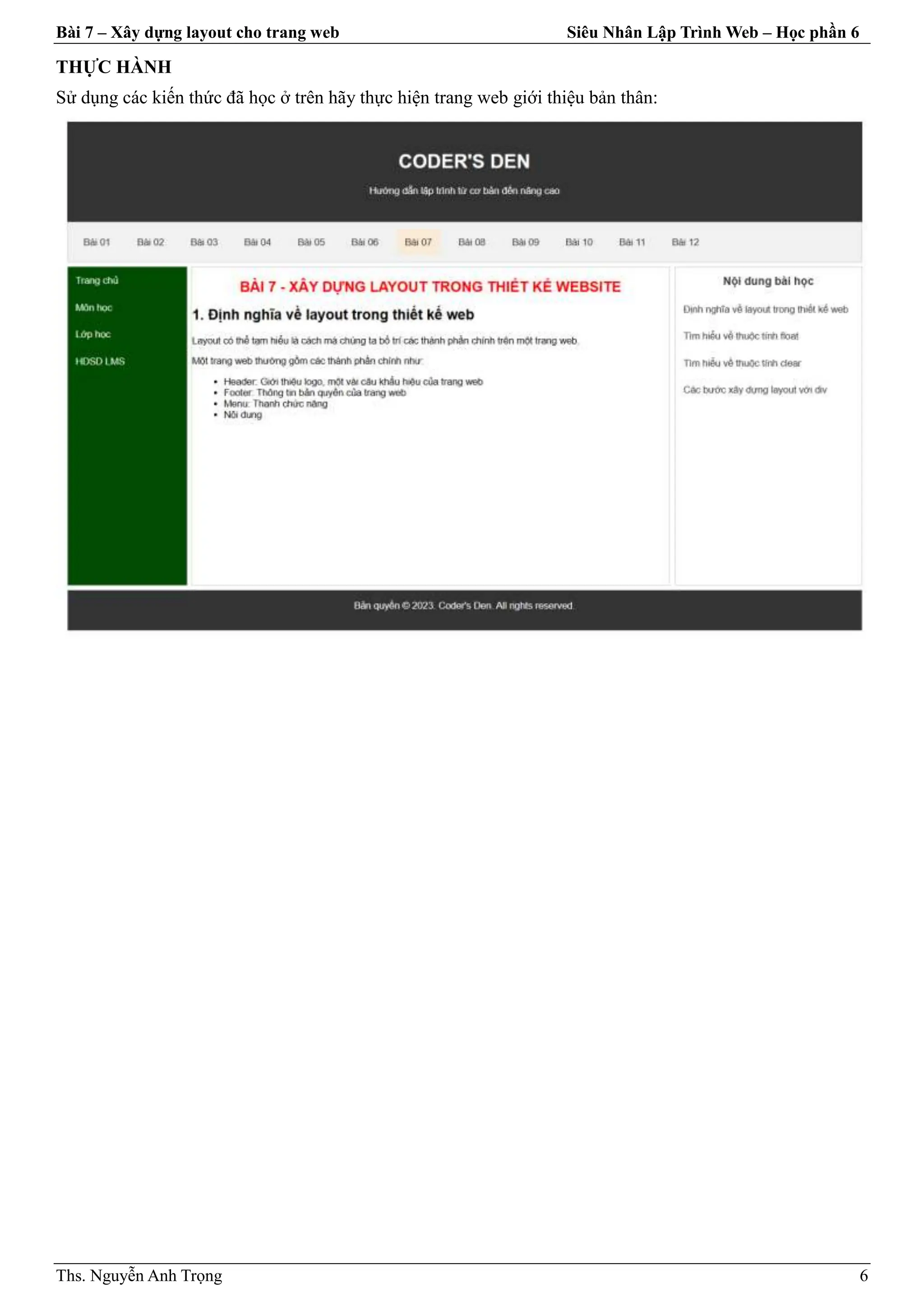 Bài 7 - Xây dựng layout cho trang web.docx