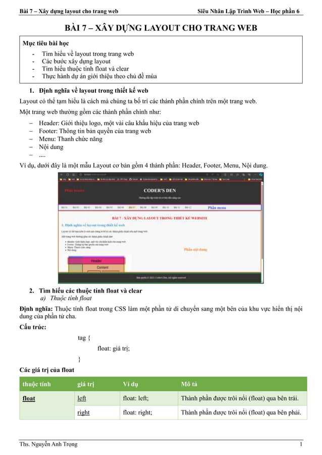 Bài 7 - Xây dựng layout cho trang web.docx