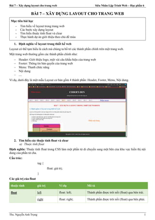 Bài 7 - Xây dựng layout cho trang web.docx