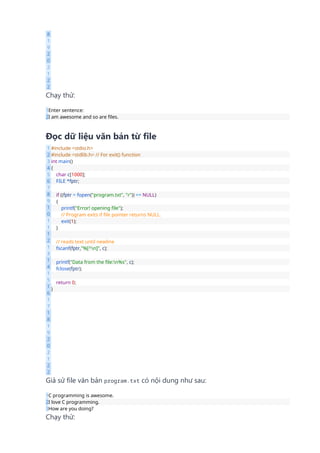 Bài 70. Đọc ghi file trong C Bài 70. Đọc ghi file trong C | DOCX