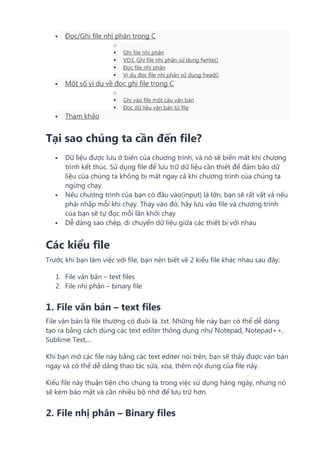 Bài 70. Đọc ghi file trong C Bài 70. Đọc ghi file trong C | PDF