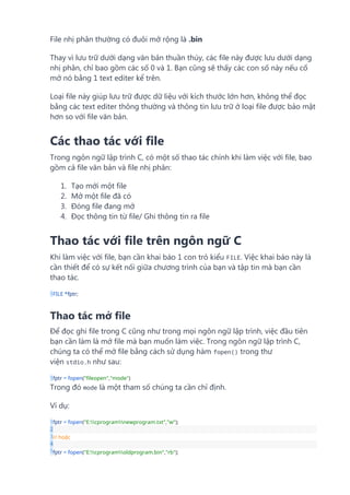 Bài 70. Đọc ghi file trong C Bài 70. Đọc ghi file trong C | PDF