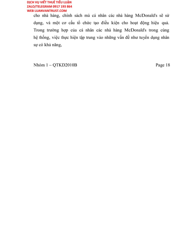 Tiểu luận Quản trị chiến lược tại nhà hàng của McDonald, HAY | DOCX
