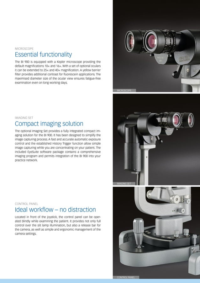 Slit lamp BI 900 brochure | PDF | Eye and Vision Conditions | Diseases and Conditions