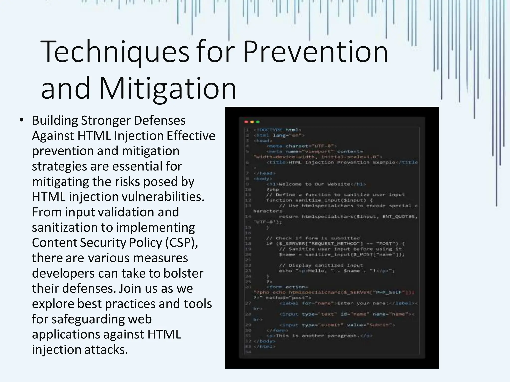 HTML Injection Attacks: Impact and Mitigation Strategies | PPTX