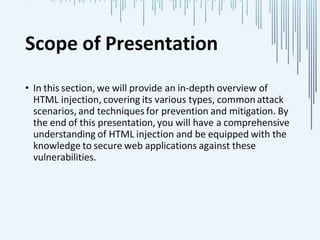 HTML Injection Attacks: Impact and Mitigation Strategies | PPTX