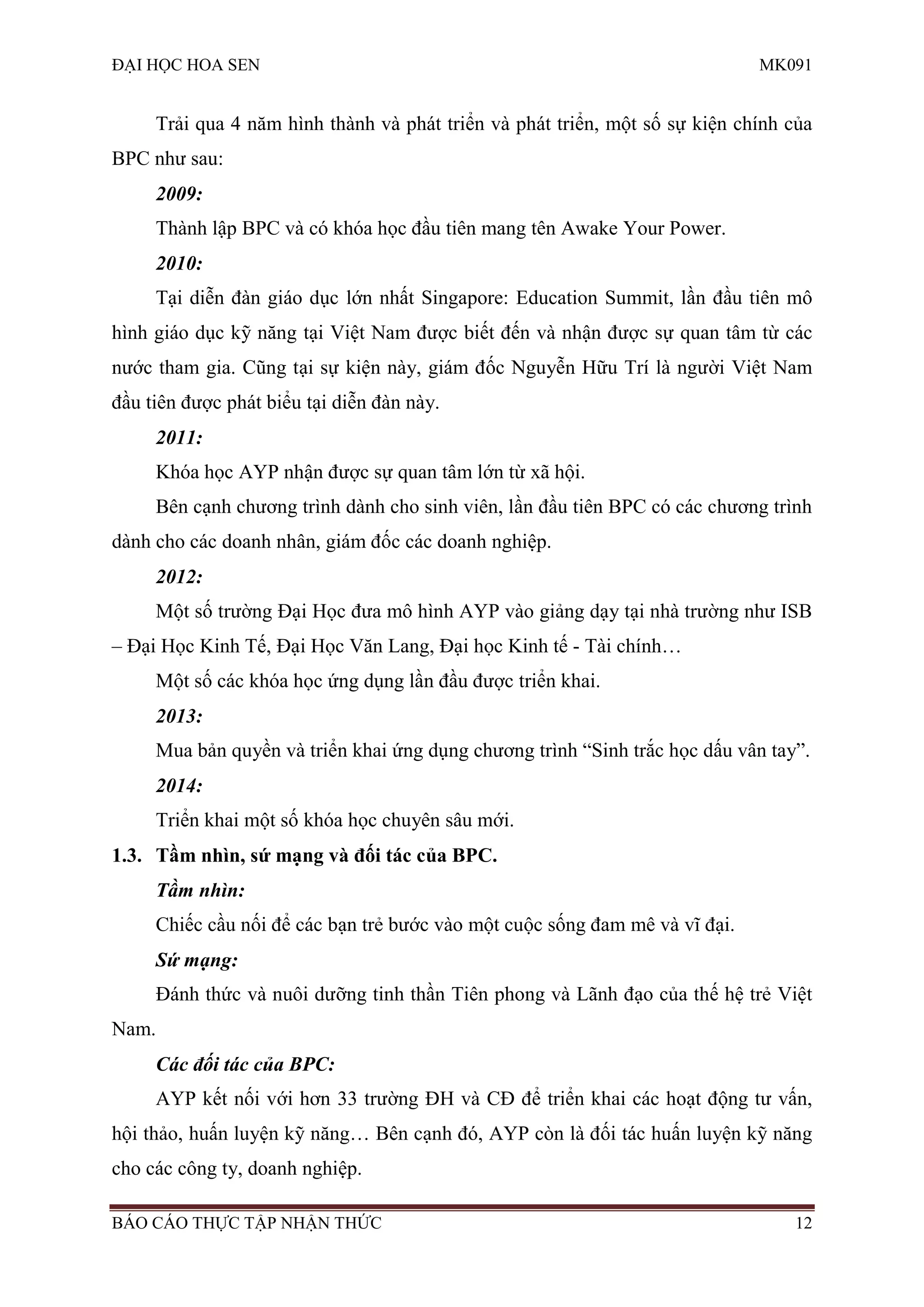 [Đại học Hoa Sen] Báo cáo thực tập nhận thức | PDF