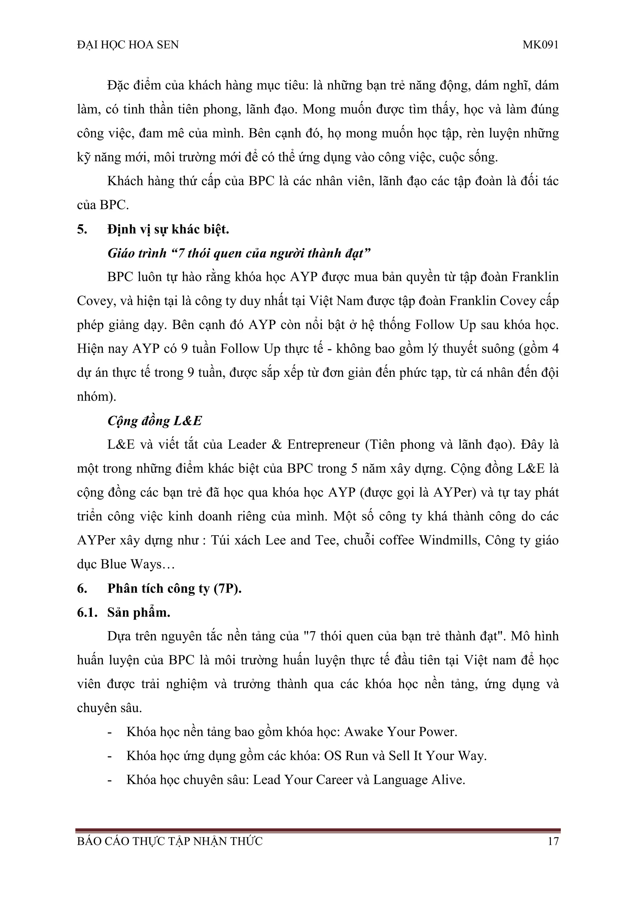 [Đại học Hoa Sen] Báo cáo thực tập nhận thức | PDF