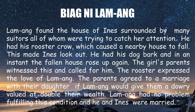 Biag ni Lam-Ang (Life of Lam-Ang) An Ilocano Epic | PPTX | Books and ...