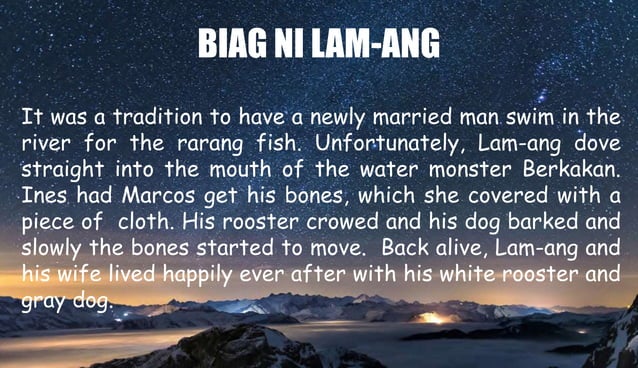 Biag ni Lam-Ang (Life of Lam-Ang) An Ilocano Epic | PPTX | Books and ...