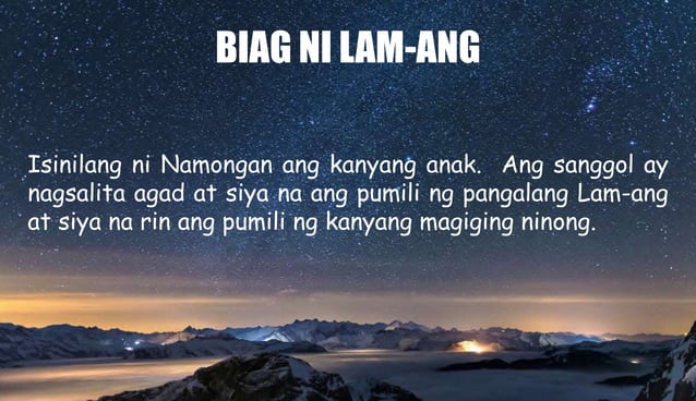 Biag ni Lam-Ang (Life of Lam-Ang) An Ilocano Epic | PPTX | Books and ...