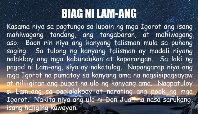 Biag ni Lam-Ang (Life of Lam-Ang) An Ilocano Epic | PPTX | Books and ...
