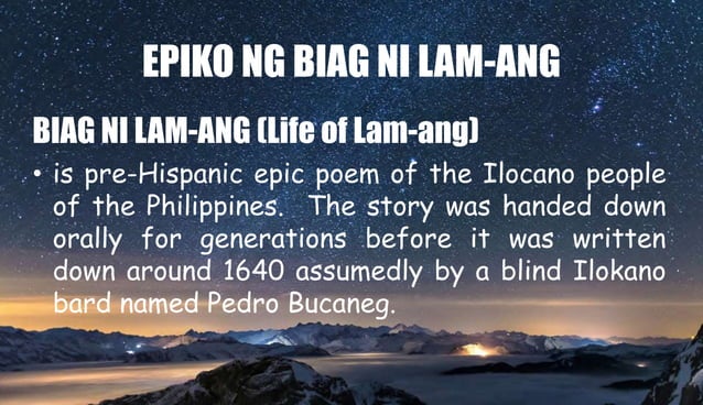 Biag ni Lam-Ang (Life of Lam-Ang) An Ilocano Epic | PPTX | Books and ...