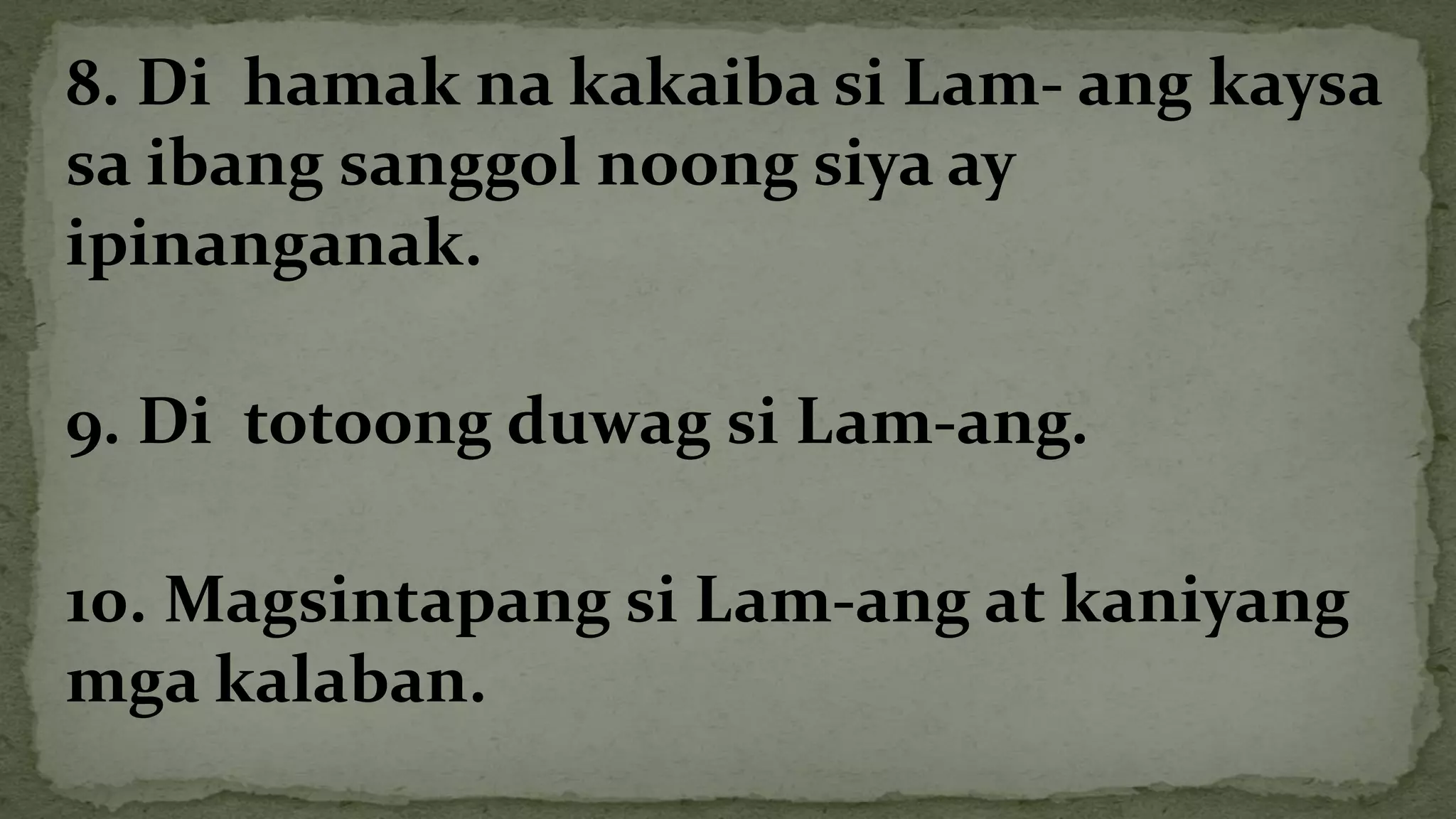 Biag ni Lam-ang (Pagsusulit sa Kaantasan ng Pang-uri) | PDF