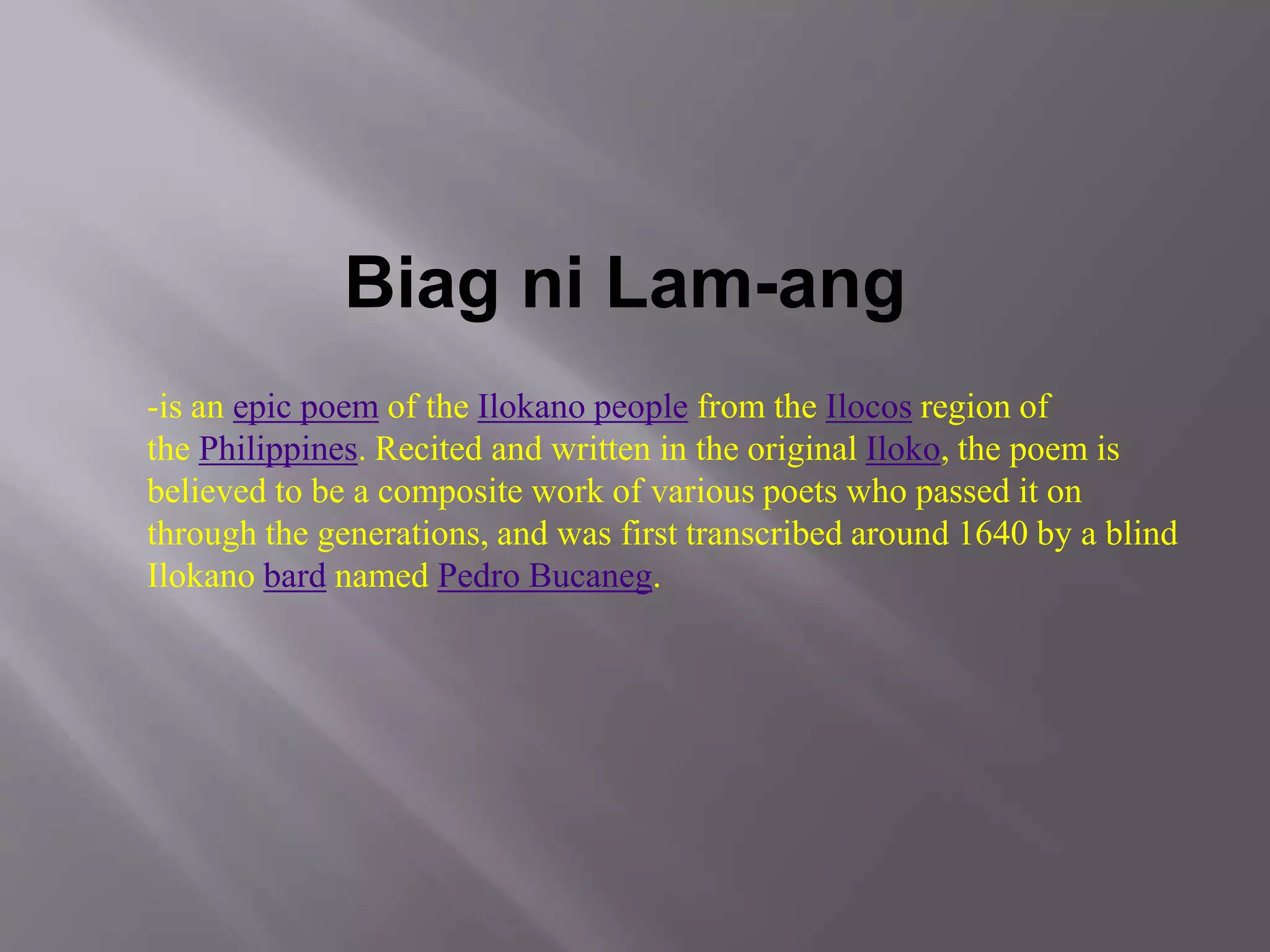 Biag ni lam ang.presentation by Jaime R. Quindoyos Jr. | PPTX