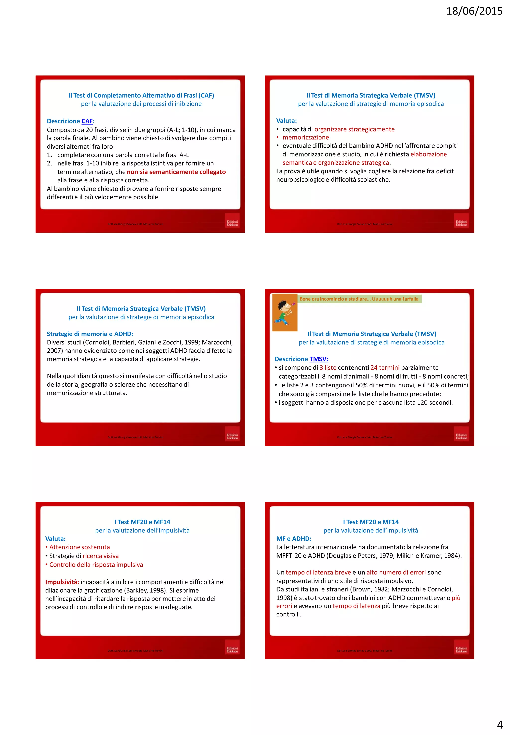 BIA: Batteria Italiana per la valutazione dell'ADHD | PDF