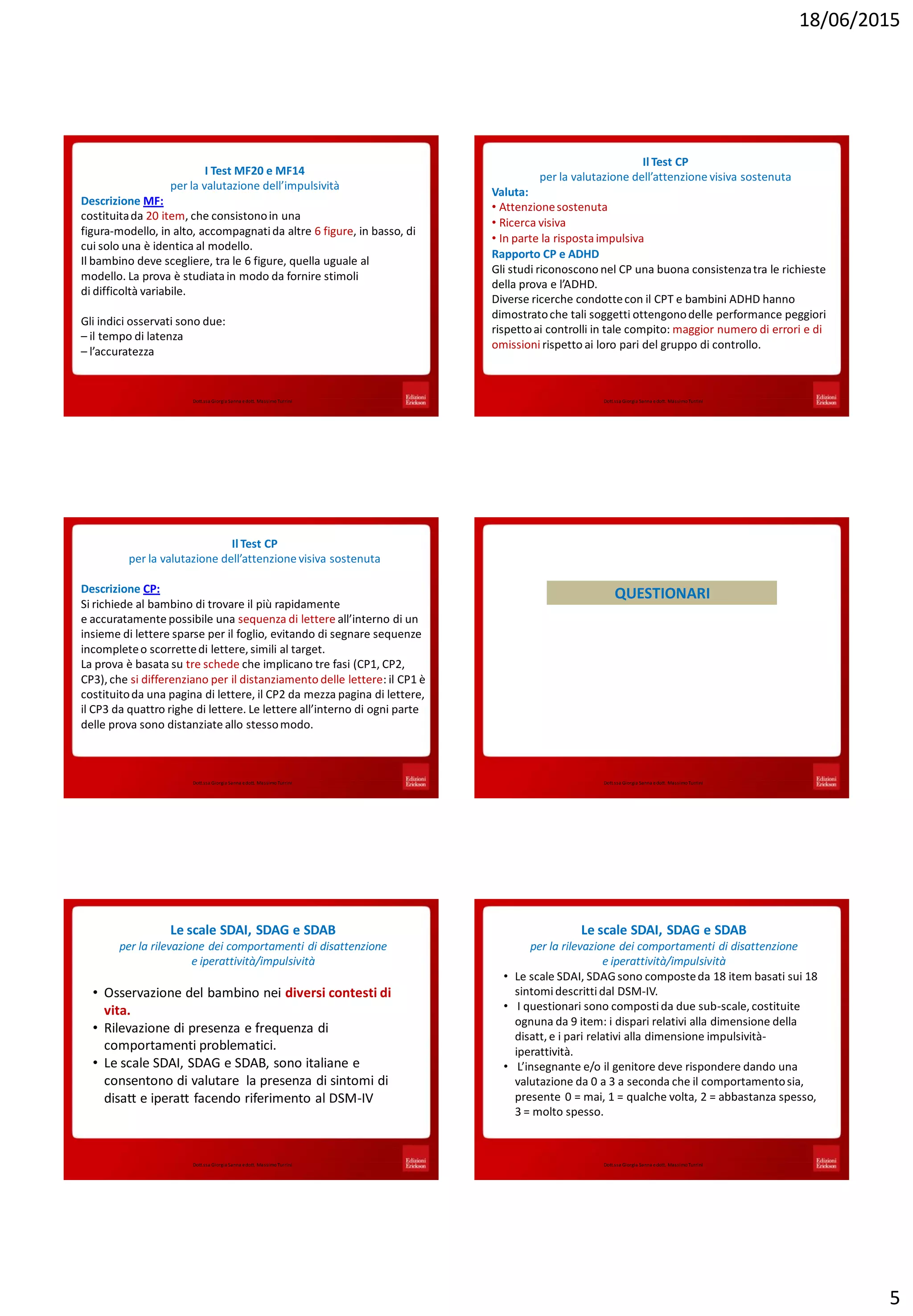 BIA: Batteria Italiana per la valutazione dell'ADHD | PDF