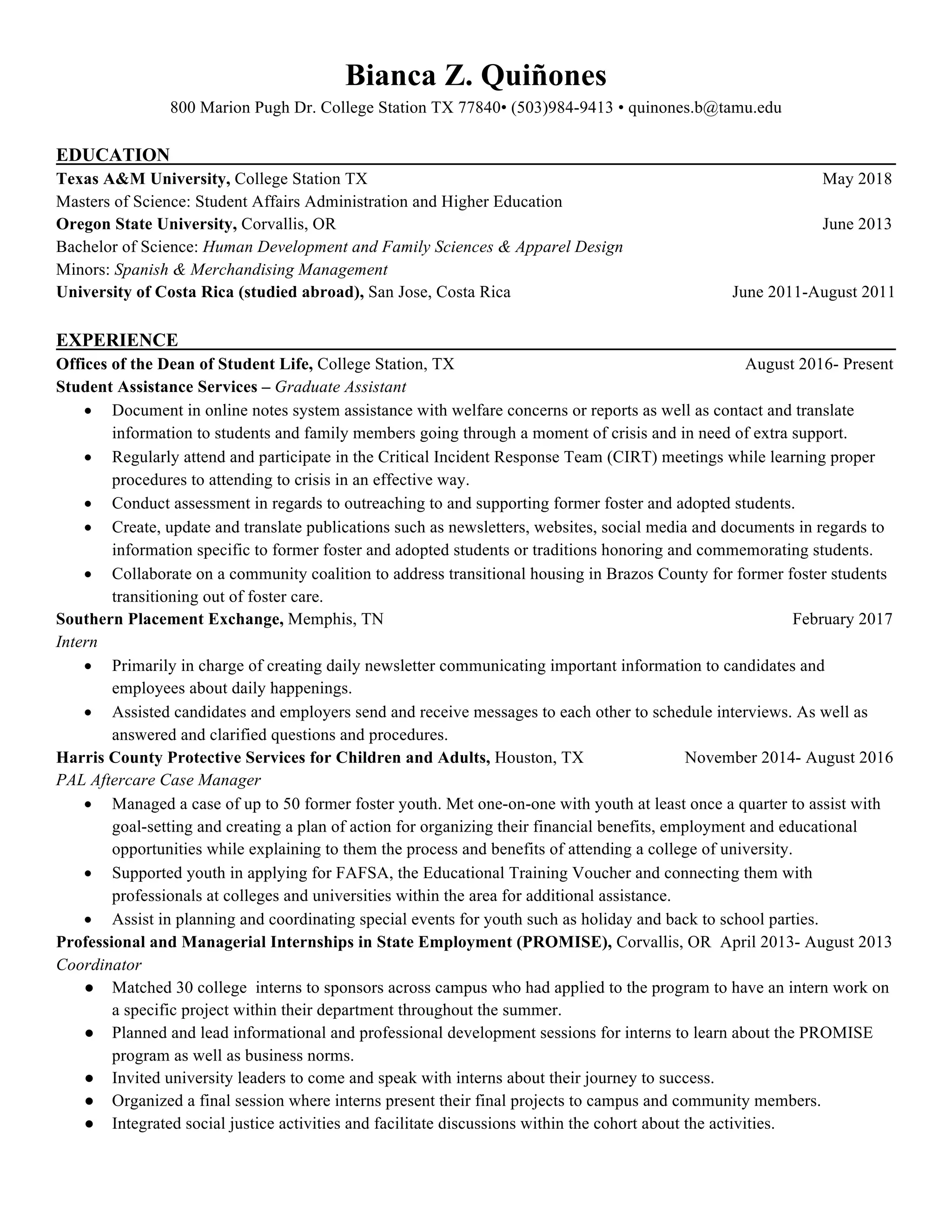 Bianca Z. Quiñones Resume | PDF