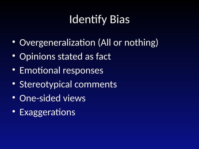 Bias - steps to identify bias in advertisements | PPT
