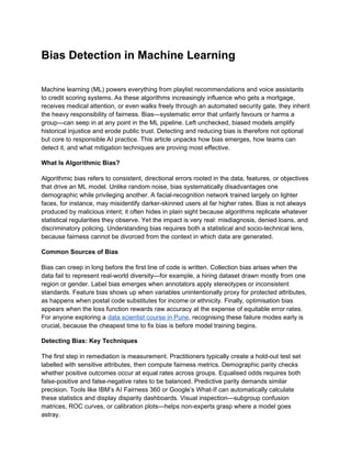 Bias Detection in Machine Learning . ppt | PPT