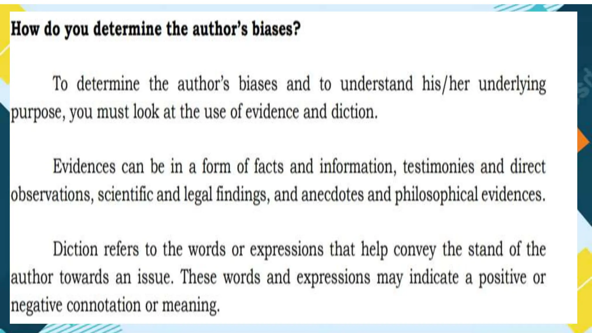 Bias in Writing English 9: Examining the biases made by the author | PPT