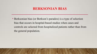 BIAS PRESENTATION IN RESEARCH METHODOLOGY MD GIRST YEAR | PPTX