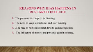 BIAS PRESENTATION IN RESEARCH METHODOLOGY MD GIRST YEAR | PPTX